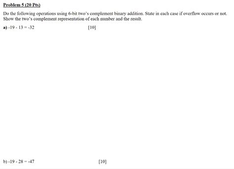 Solved Problem 5 20 Pts Do The Following Operations Using