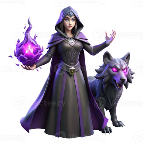 Elegant Classic A Powerful Sorceress With Dark Flowing Robes And Glowing Purple Eyes Summoning