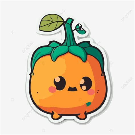 만화 일러스트 오렌지 스티커 씨 귀여운 클립 아트 벡터 고립 된 만화 작은 호박과 스티커 디자인 상표 만화 일러스트 Png 일러스트 및 벡터 에 대한 무료 다운로드