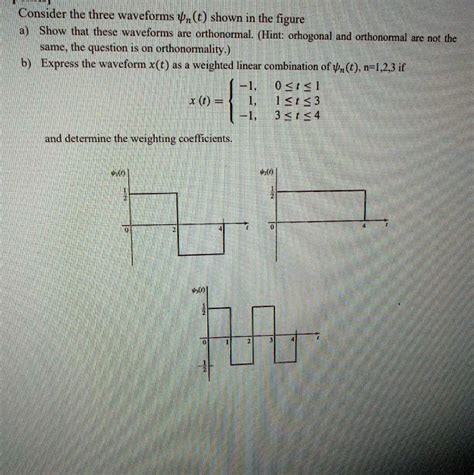 Consider The Three Waveforms T Shown In The Figure A Show That These Waveforms Are Orthonormal