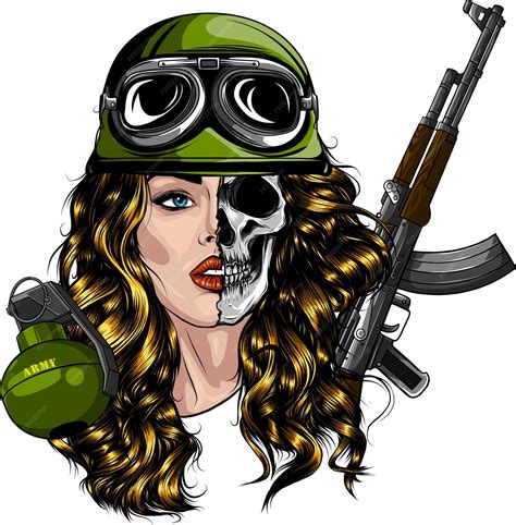Premium Vector Sexy Army Girl With Assault Rifle
