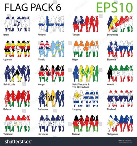 Eps10 Sexy Woman World Flags Pack vector de stock libre de regalías 108085625 Shutterstock