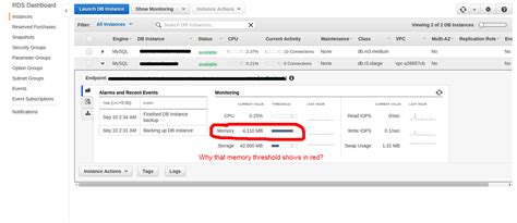 Mysql Why Amazon Rds Memory Monitor Threshold Shows Me In Red