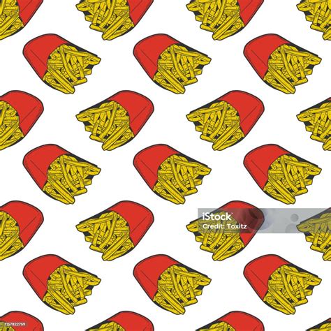 감자 튀김 낙서 및 스케치 스타일의 벡터 개념입니다 티셔츠 엽서에 인쇄하기 위한 손으로 그린 일러스트레이션 T 셔츠에 대한 스톡 벡터 아트 및 기타 이미지 Istock