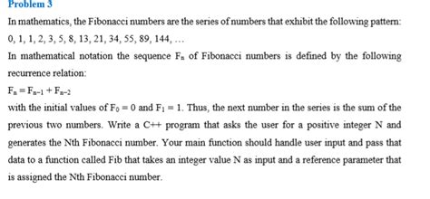 Solved Problem In Mathematics The Fibonacci Numbers Are Chegg