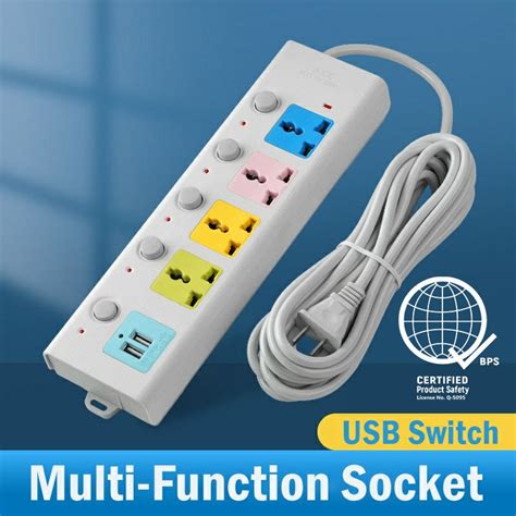 Multi Function Socket Extension Outlet Socket Power Sockets Strip With 4 Power Socket 2 Usb