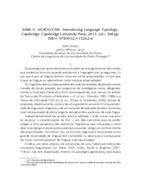 Edith A Moravcsik Introducing Language Typology Pdf Linguística