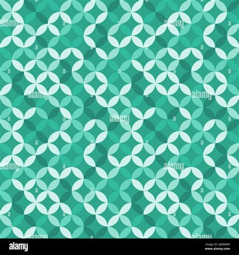 Green Geometric Pattern Interconnecting Circles And Ovals Abstract Retro Fashion Texture