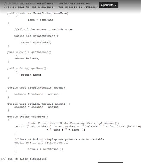 solved 1 download the provided files bankaccount java and