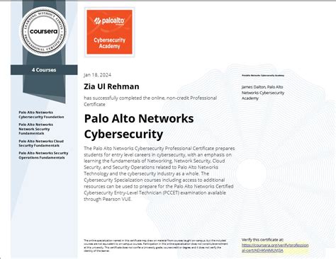 Zia Ul Rehman On Linkedin Excited To Announce That I Have Successfully Completed The Palo Alto