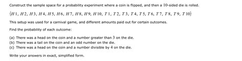 Solved Construct The Sample Space For A Probability Chegg Com