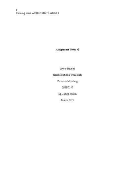 Business Modeling Assignment Week 1 Pdf Predictive Analytics Analytics