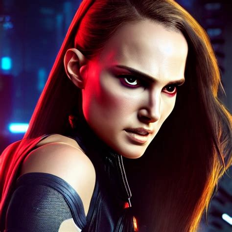 Portrait Female Netrunner Angry Natalie Portman High Qualit Arthub Ai