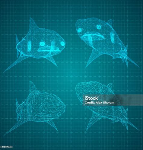 삼각형 그리드에서 벡터 3d 상어 개념에 대한 스톡 벡터 아트 및 기타 이미지 개념 개념과 주제 개체 그룹 Istock