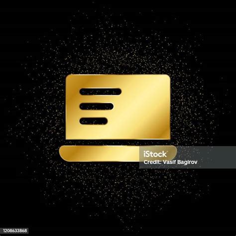 컴퓨터 노트북 골드 아이콘 황금 입자 배경의 벡터 그림입니다 격리 벡터 기호 기호 교육 아이콘 검은 색 배경 개념에 대한 스톡 벡터 아트 및 기타 이미지 Istock