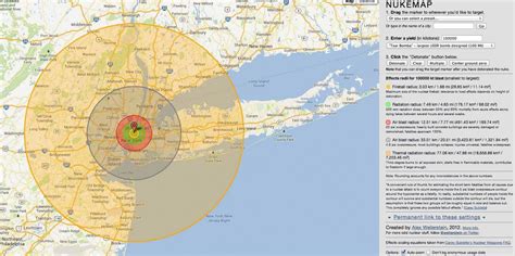 The Nukemap An Interactive Map With Nuclear Weapons Effects Data