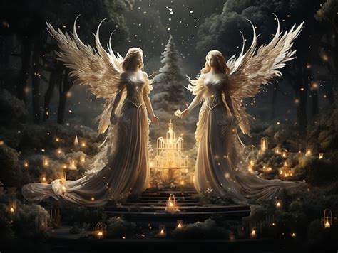 Premium Ai Image Frame Of Exquisite Angel Tree Toppers Radiating