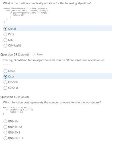 Solved What Is The Runtime Complexity Notation For The Chegg