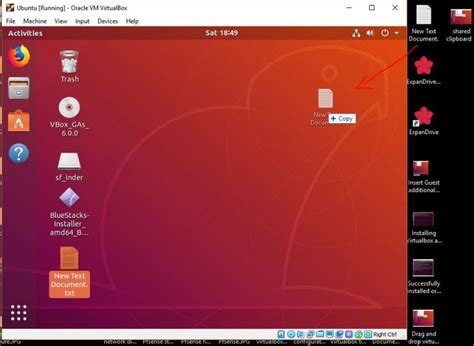 how to use virtualbox drag and drop from windows 10 to ubuntu 18 vm