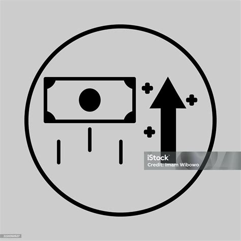 Outlined Money Icon And Arrow Representing Increased Income Stock