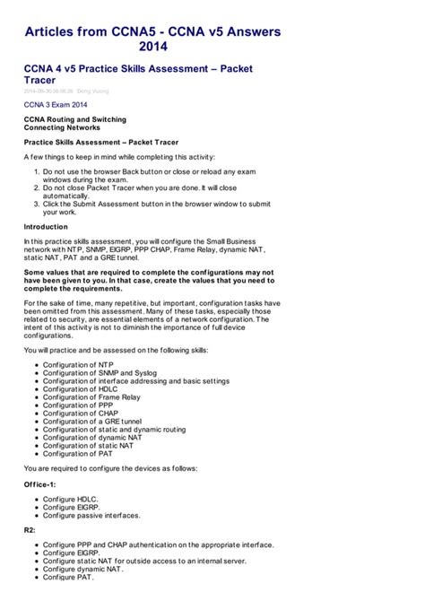 Ccna 4 V5 Practice Skills Assessment Packet Tracer Pdf Computer Networking Computing
