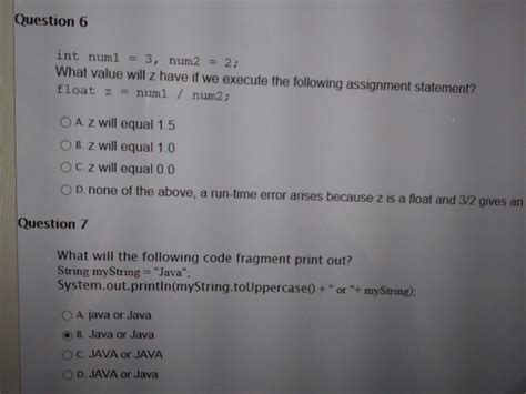 Solved Question 6 Int Num1 3 Num2 2 What Value Will Z