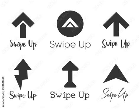Swipe Up Icon Set Isolated On Background For Stories Design Scroll Pictogram Arrow Up Logo For
