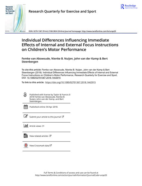 Pdf Individual Differences Influencing Immediate Effects Of Internal And External Focus