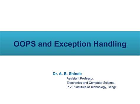Oops Concepts In Python And Exception Handling Ppsx