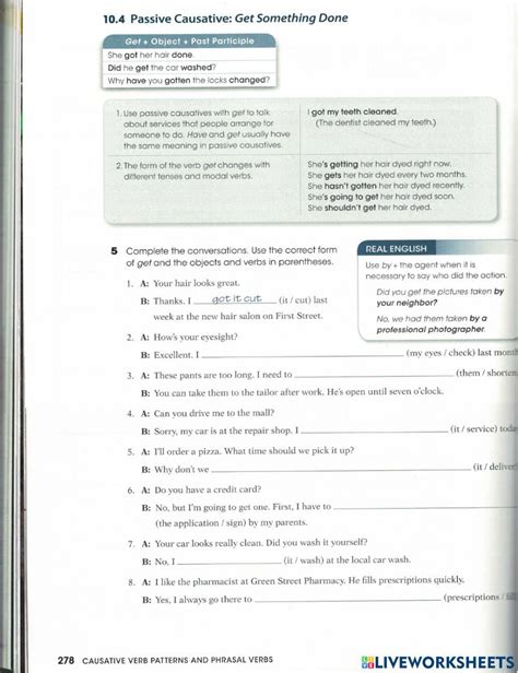 Passive Causative Online Exercise For Live Worksheets