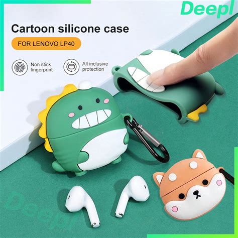 Lenovo Lp Wireless Bluetooth Headset Protective Case Cartoon Cute Silicone Soft Shell Shopee