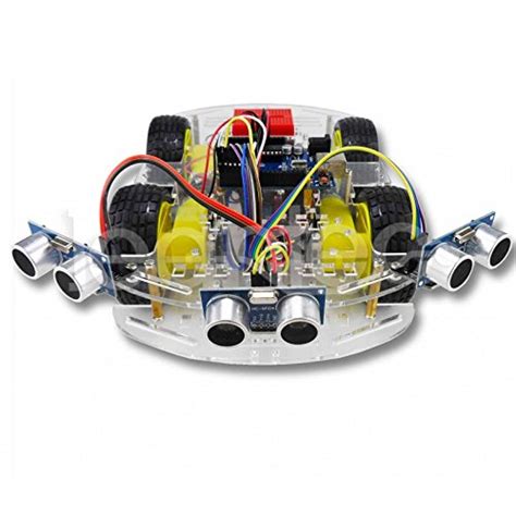 kit robot arduino de 4 ruedas con 3 sensores ultrasonido hc sr04 robot esquiva objetos 4wd 0