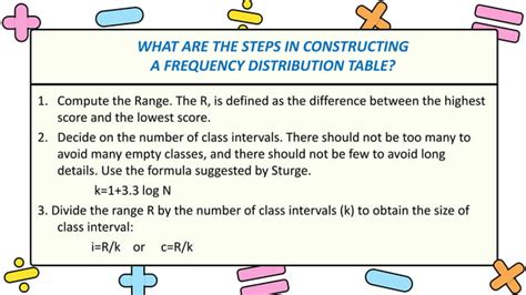 Steps In Constructing A Frequency Distribution Table Pptx