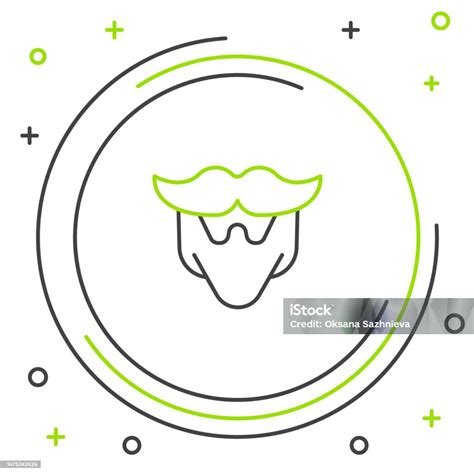 흰색 배경에 고립 된 라인 콧수염과 수염 아이콘 이발소 기호 얼굴 머리 스타일 다채로운 개요 개념 벡터 가공의 인물에 대한 스톡 벡터 아트 및 기타 이미지 Istock