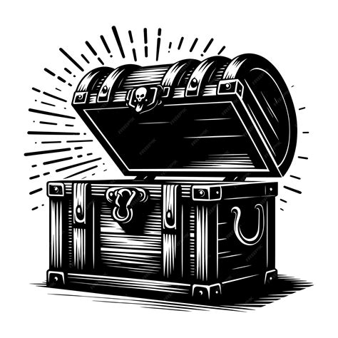 Open Treasure Chest Silhouette Vector Illustration Isolated On A White
