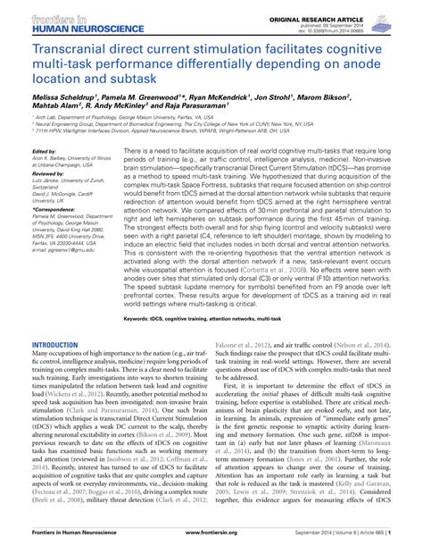 Pdf Transcranial Direct Current Stimulation Facilitates Cognitive Multi Task Performance
