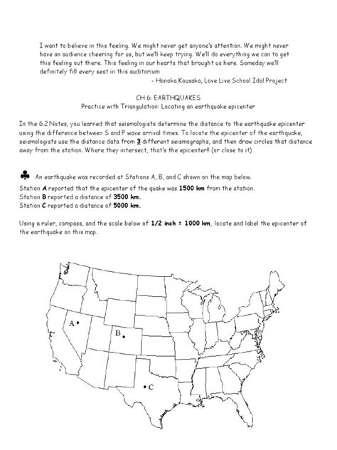 Triangulation Worksheet Earthquakes Seismology