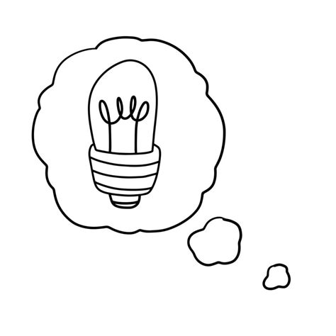 Light Bulb Bubble Cloud With Thoughts And Idea Mind And Electric Lamp