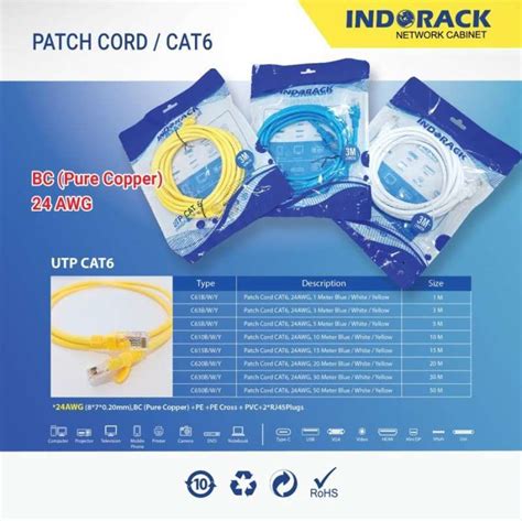 Jual Indorack 20m Kabel Lan Cat6 Cat 6 UTP Ethernet Patch Cord Cable Putih Di Seller Epu