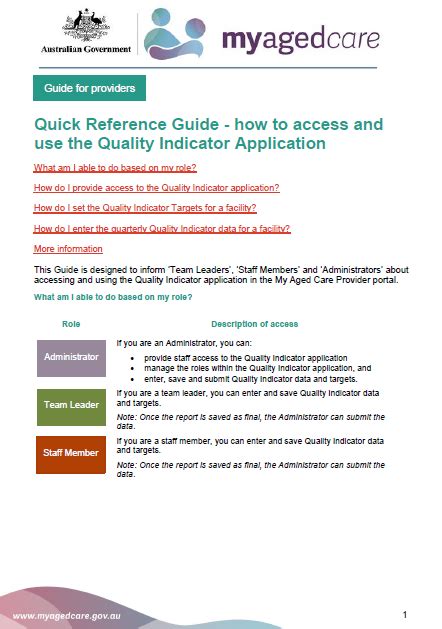 My Aged Care Quick Reference Guide How To Access And Use The Quality