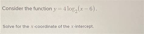 Solved Consider The Function Y 4log2 X 6 Solve For The Chegg Com