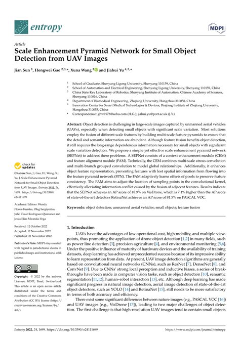 Pdf Scale Enhancement Pyramid Network For Small Object Detection From Uav Images