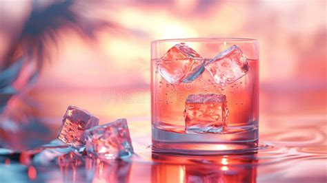 Ice Cubes Dissolving Slowly In A Half Full Glass Under Soft Ambient