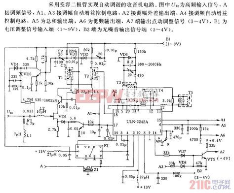 利用变容二极管自动调谐的汽车收音机电路 其他音频电路图 电子产品世界