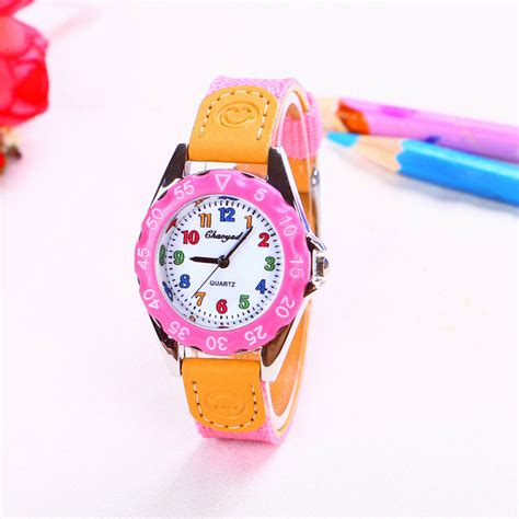 可爱卡通儿童手表女孩男孩电子表中小学生女童男童石英表帆布防水 虎窝淘