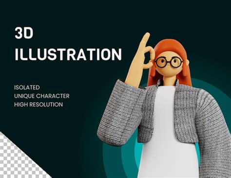Premium Psd 3d Illustration Holding Glasses Pose