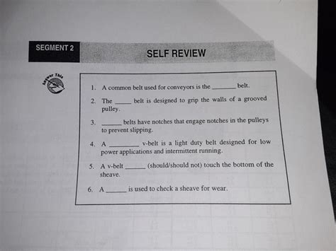 Solved Segment 2 Self Review Thia 1 A Common Belt Used For