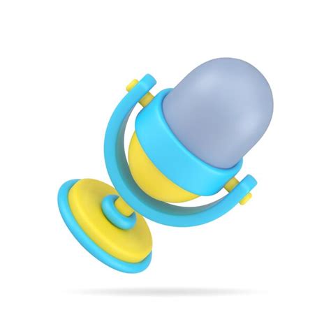 방송 및 인터뷰를 위한 스탠드 3d 아이콘 오디오 장비의 전문 마이크 프리미엄 벡터