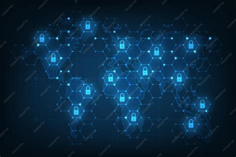 Premium Vector Vector Cyber Security Technology Concept Global Network Security