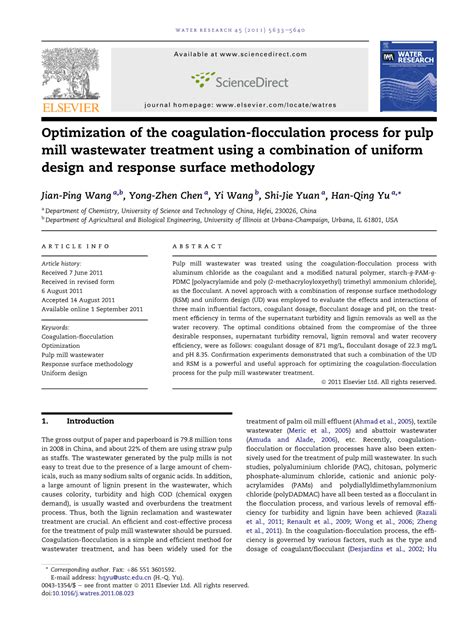 Optimization Of The Coagulation Flocculation Process For Docslib